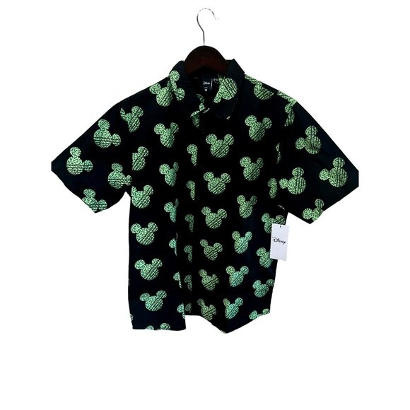 Disney | Shirts | Neff X Disney Mickey Mouse Black Green Button Down ...